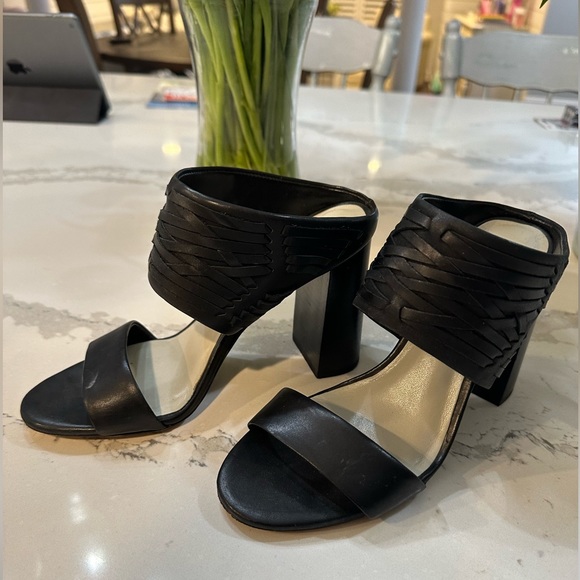 1. State | Shoes | State Black Braided Leather Block Heels | Poshmark